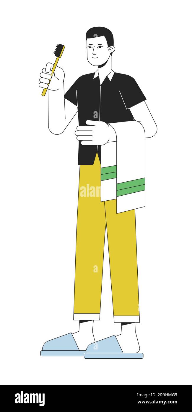 Everyday routine flat line color vector character Stock Vector Image ...