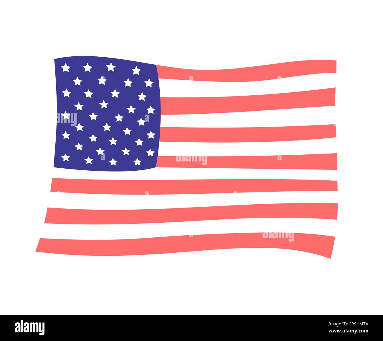 American flag flying semi flat colour vector object Stock Vector Image ...