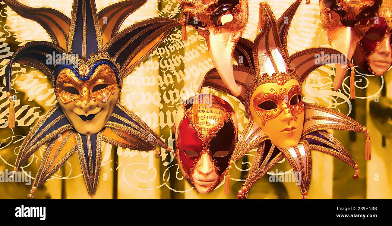 Collage with beautiful traditional venetian carnival mask Stock Photo ...