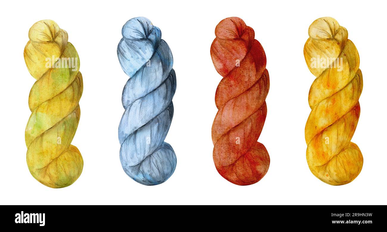 Hand drawn watercolor yarn coloring natural plant dye and materials for ...