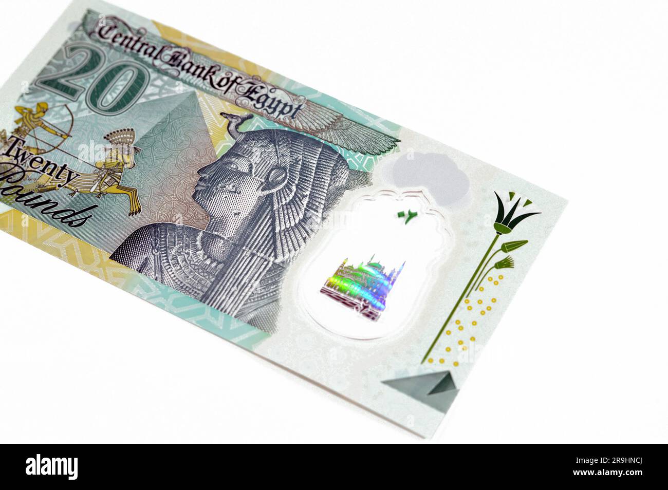 Reverse side of the new Egyptian 20 EGP LE twenty polymer pounds cash ...