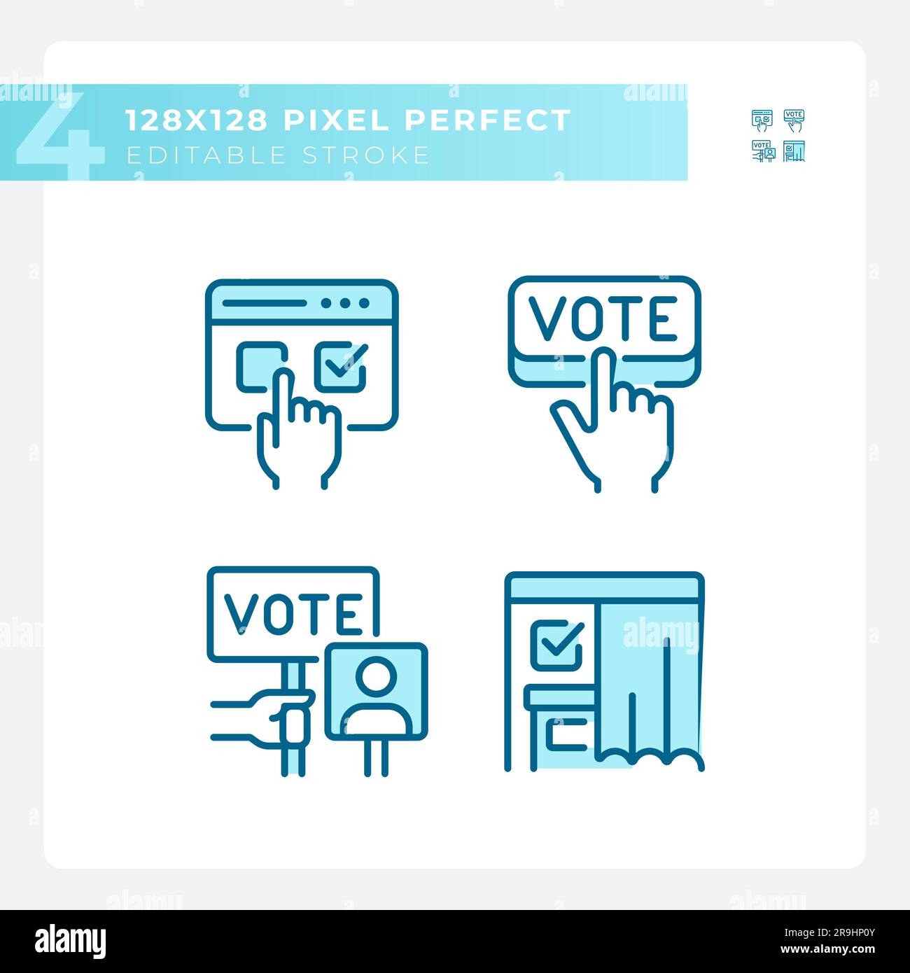 Editable pixel perfect blue voting icons Stock Vector Image & Art - Alamy