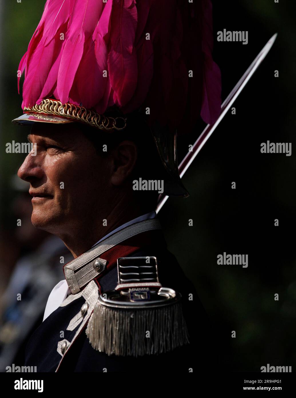 A Madrid Municipal Police officer in full dress uniform during a ...