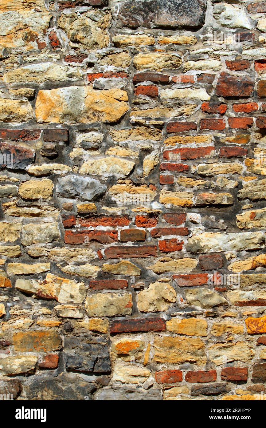 very old stone and brick wall Stock Photo - Alamy
