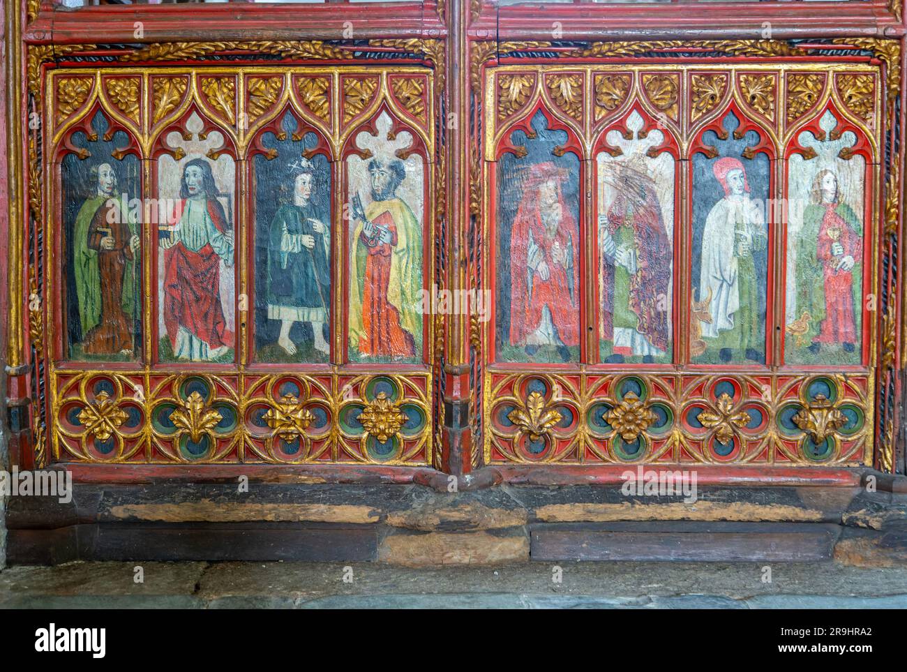 Rood screen inside church of Saint Mary the Virgin, Holne, Dartmoor ...