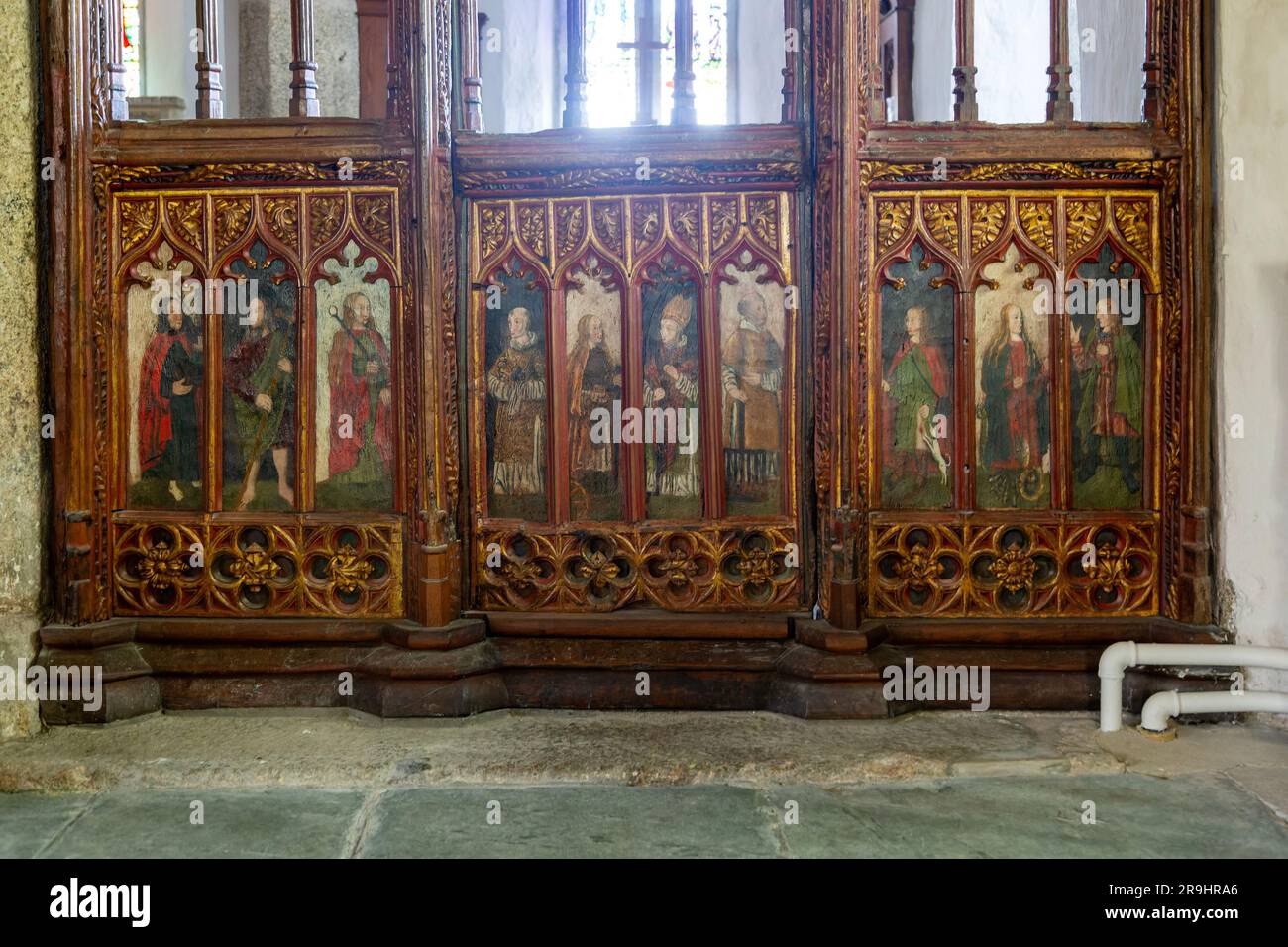 Rood screen inside church of Saint Mary the Virgin, Holne, Dartmoor ...