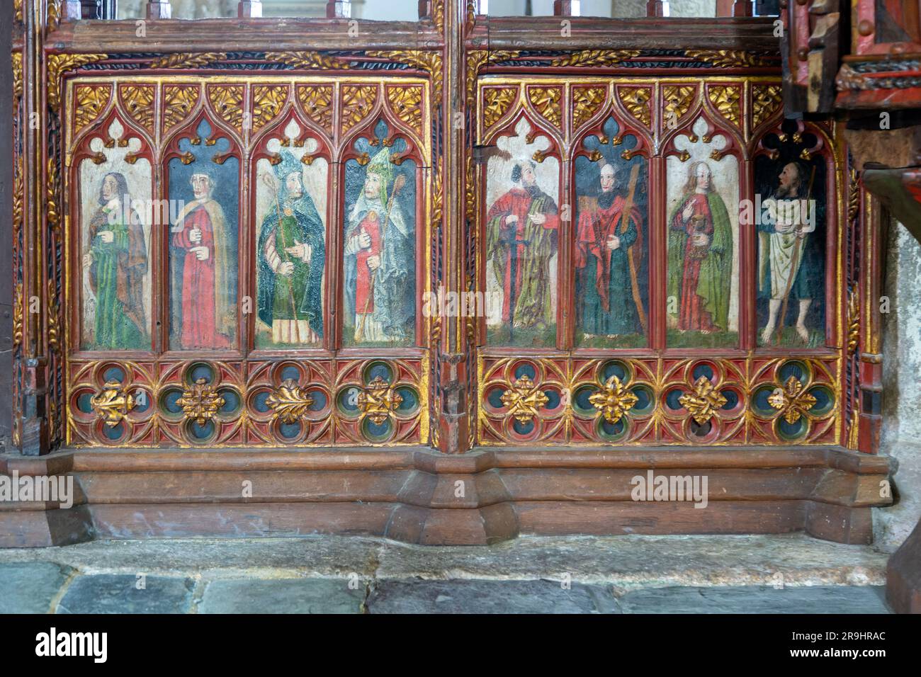Rood screen inside church of Saint Mary the Virgin, Holne, Dartmoor ...