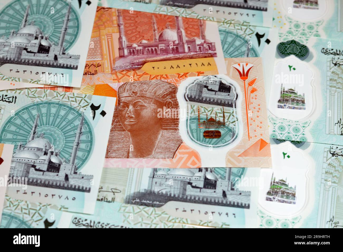 Egyptian new polymer money banknotes cash money bills background of ...
