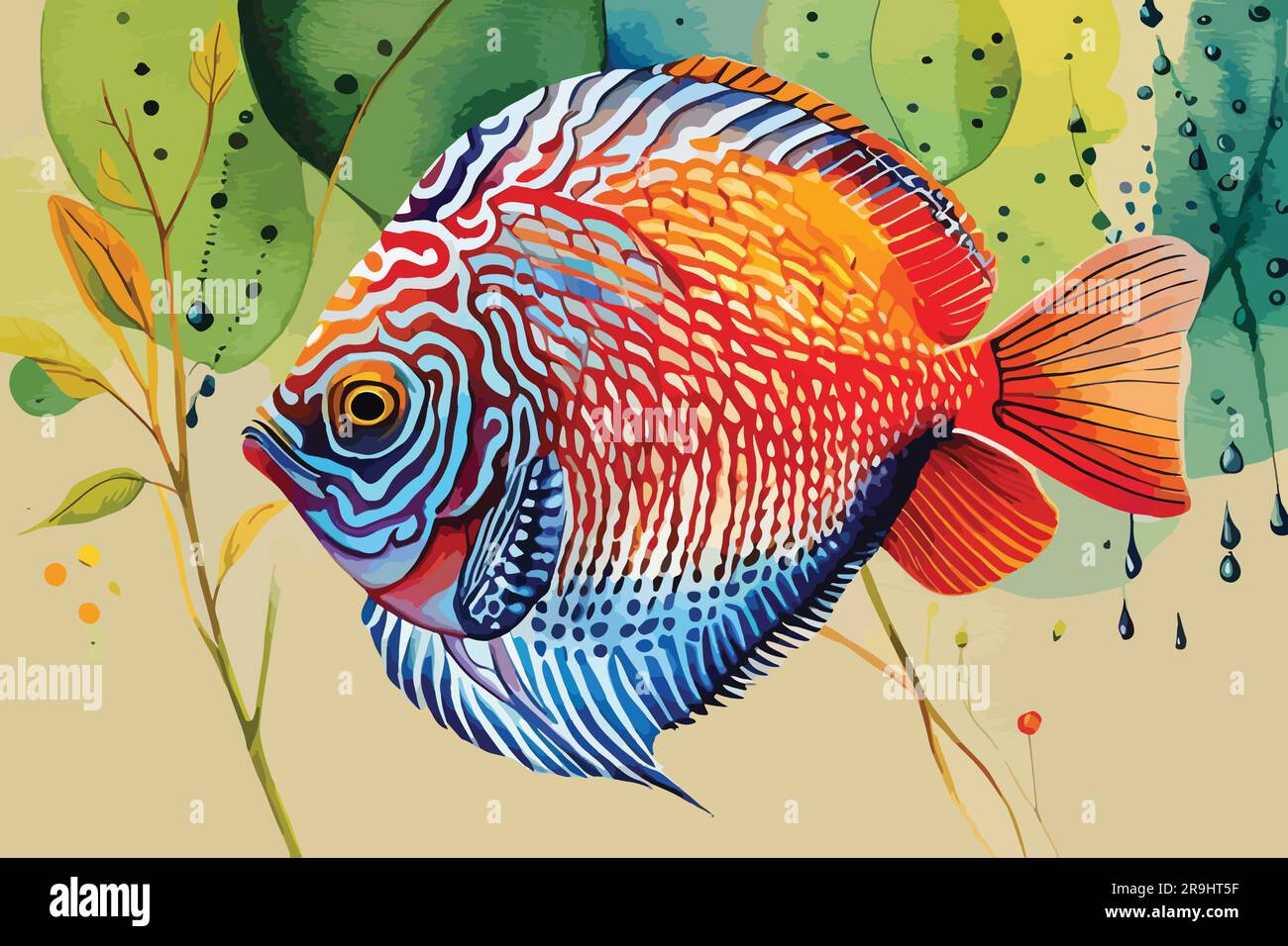 Coral red watercolor background Stock Vector Images - Alamy