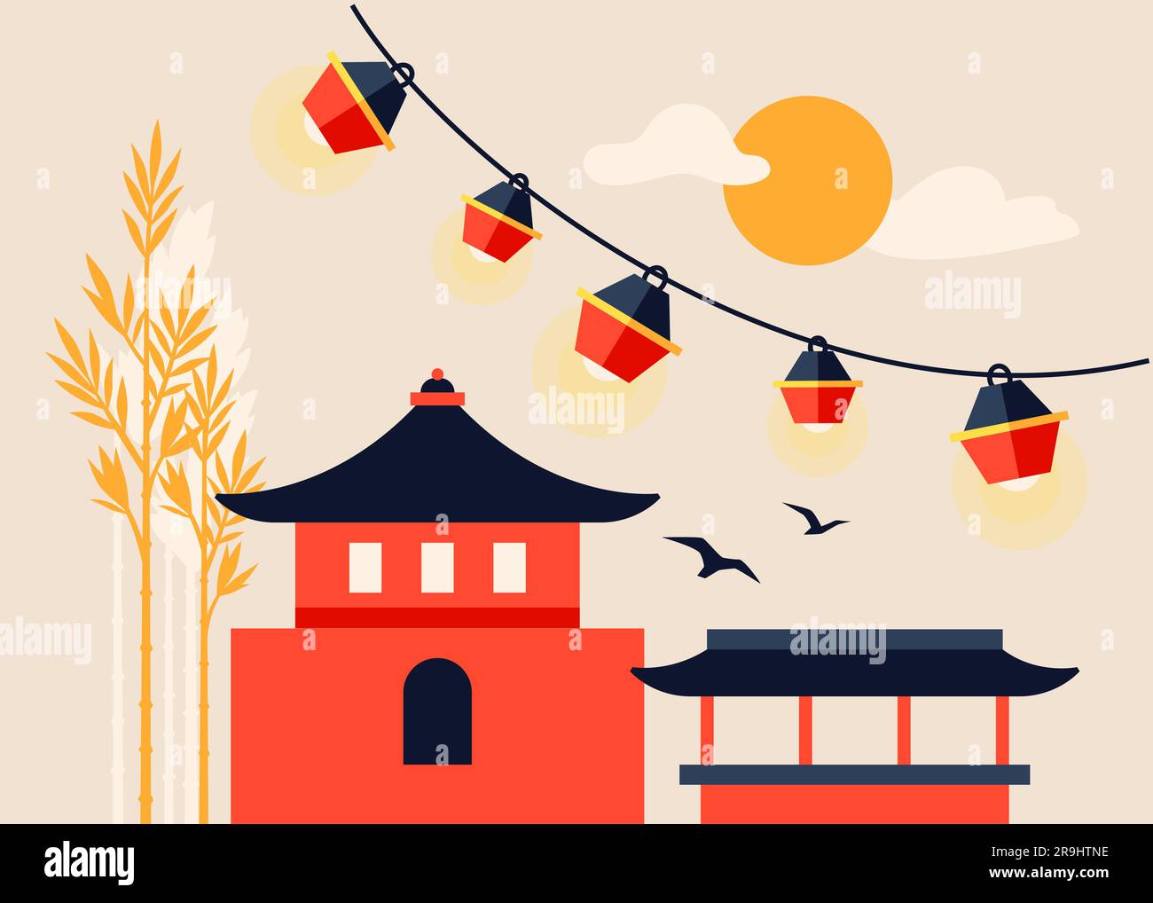 Ancient japanese village Stock Vector Images - Alamy