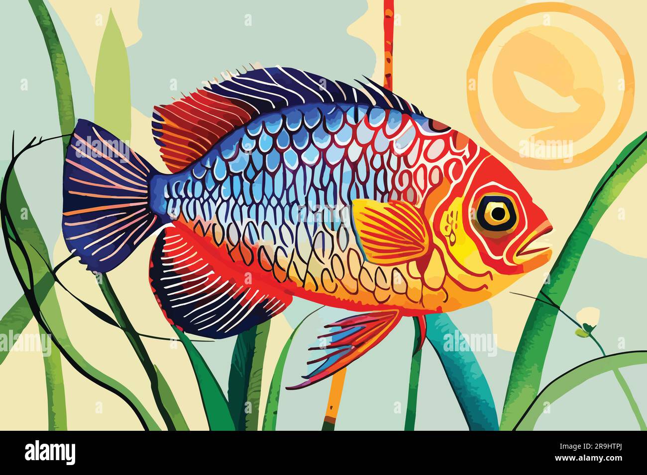 Blue discus Stock Vector Images - Alamy