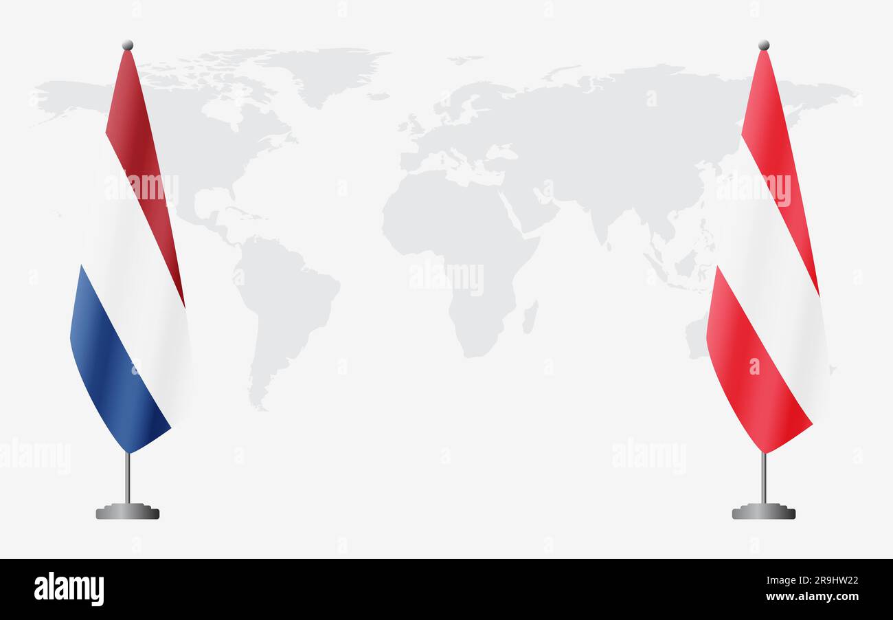 Netherlands and Austria flags for official meeting against background ...