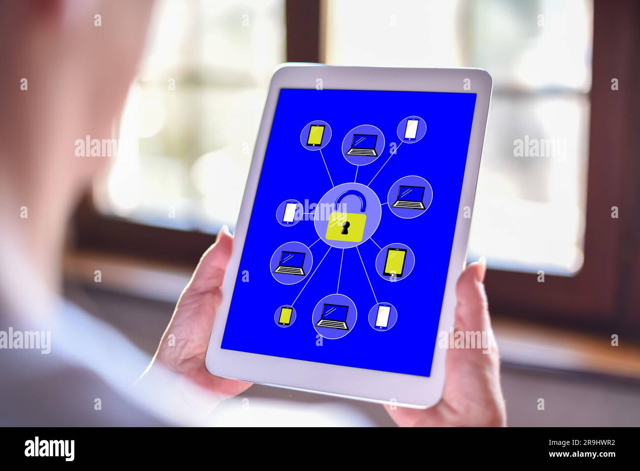 Tablet screen displaying a password protected concept Stock Photo - Alamy