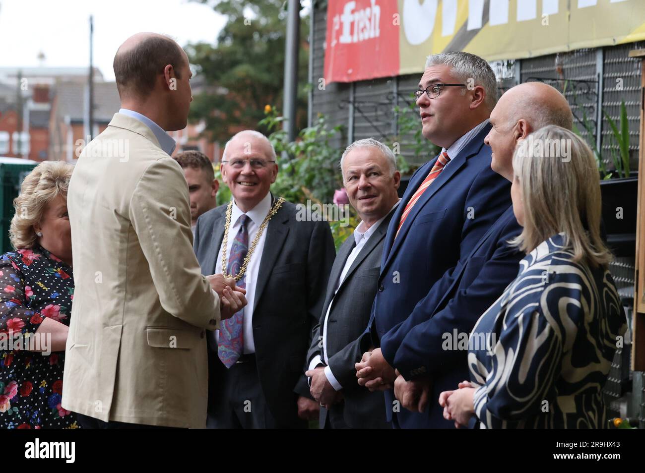 The Prince of Wales meeting DUP MP Gavin Robinson during his visit to ...