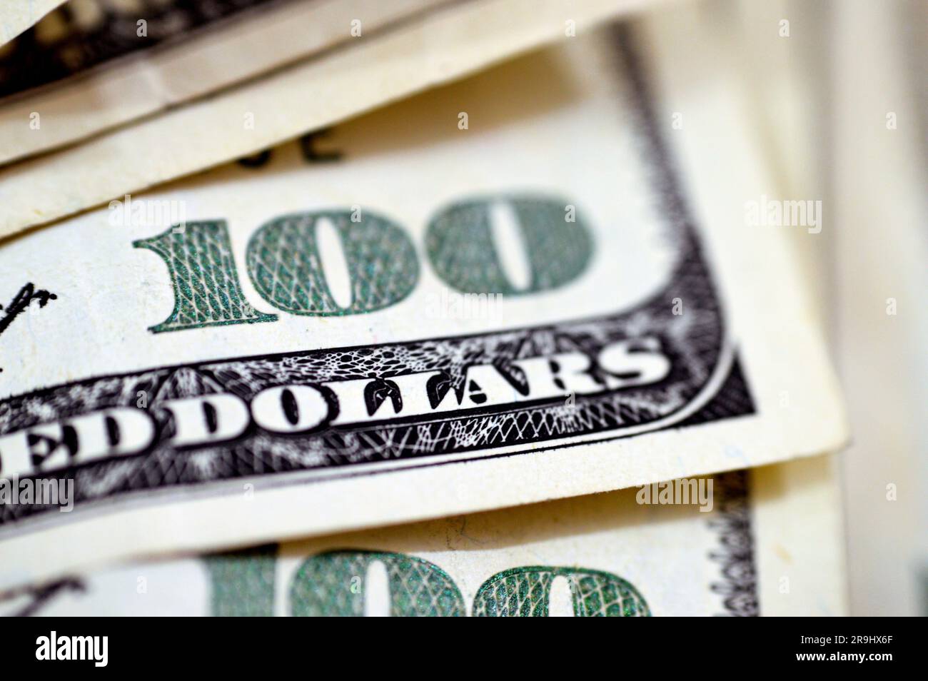 closeup 100 one hundred dollar banknote currency cash money old series ...