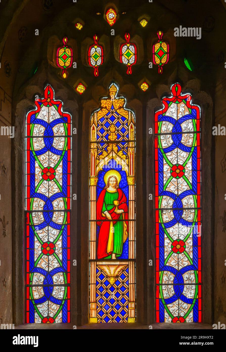 Stained glass window by Dixes and Williams 1845, village parish church ...