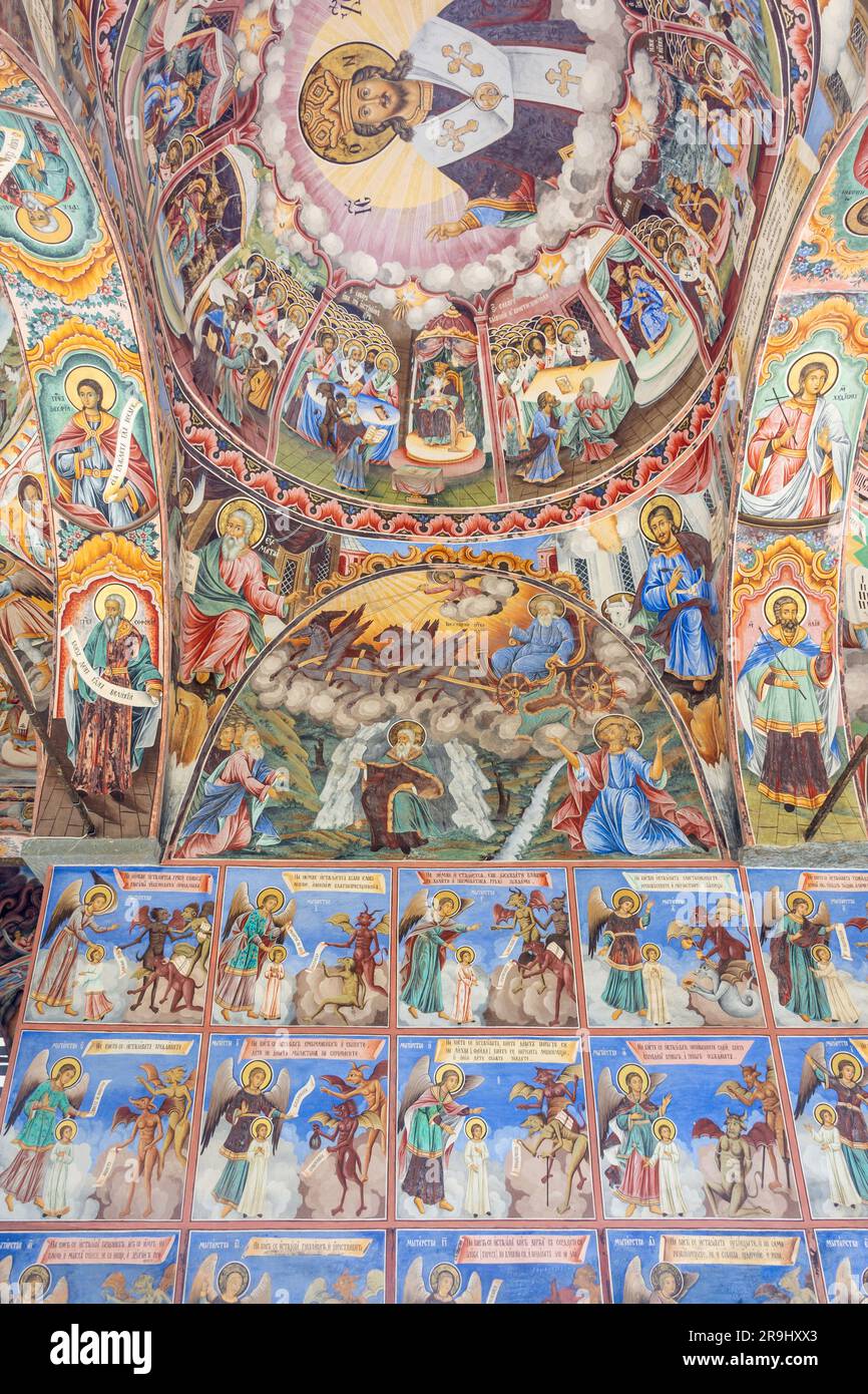 Outer corridor frescoes, Rila Monastery (Sveti Ivan Rilski), Rila ...