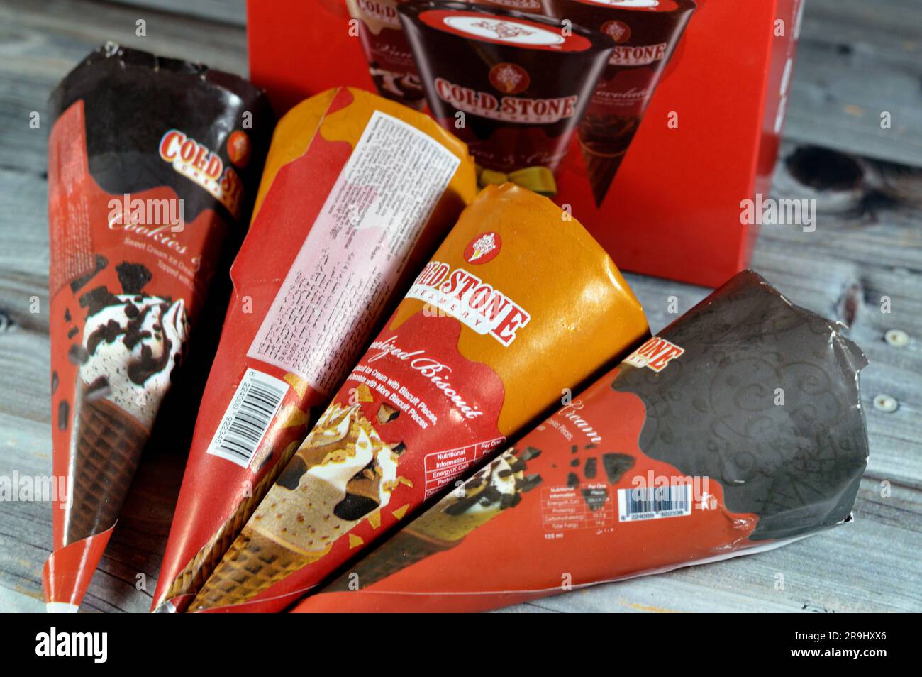 Cairo, Egypt, June 17 2023: Cold Stone creamery, Caramelized biscuit and cookies Ice cream of ...