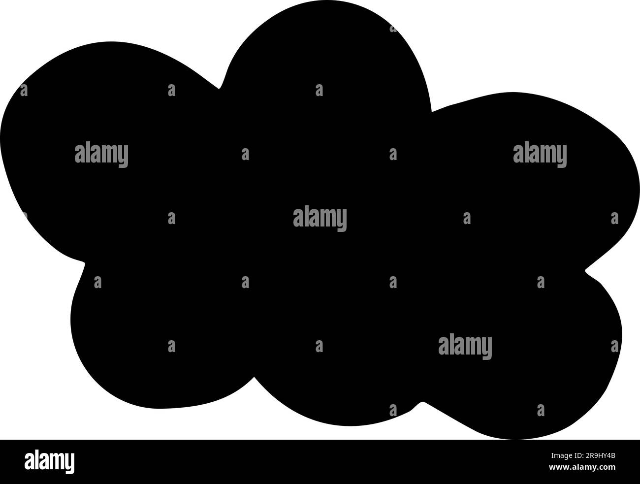 Cloud hand painted with brush. Doodle cloud icon isolated on white ...