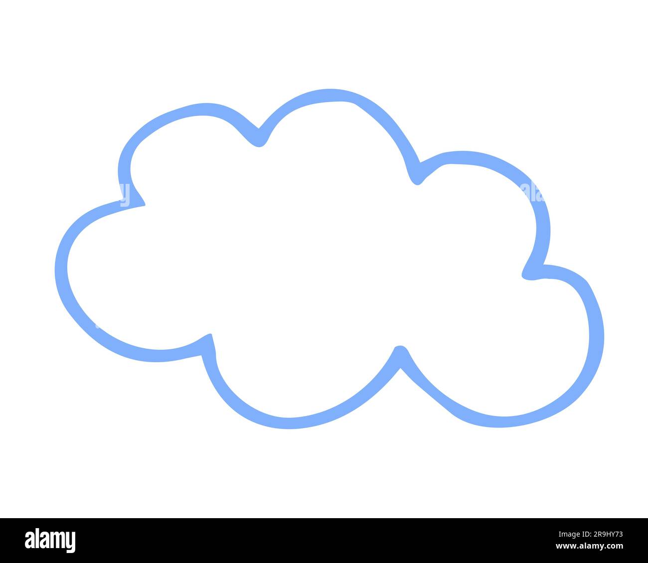 Cloud hand painted with brush. Doodle cloud icon isolated on white ...