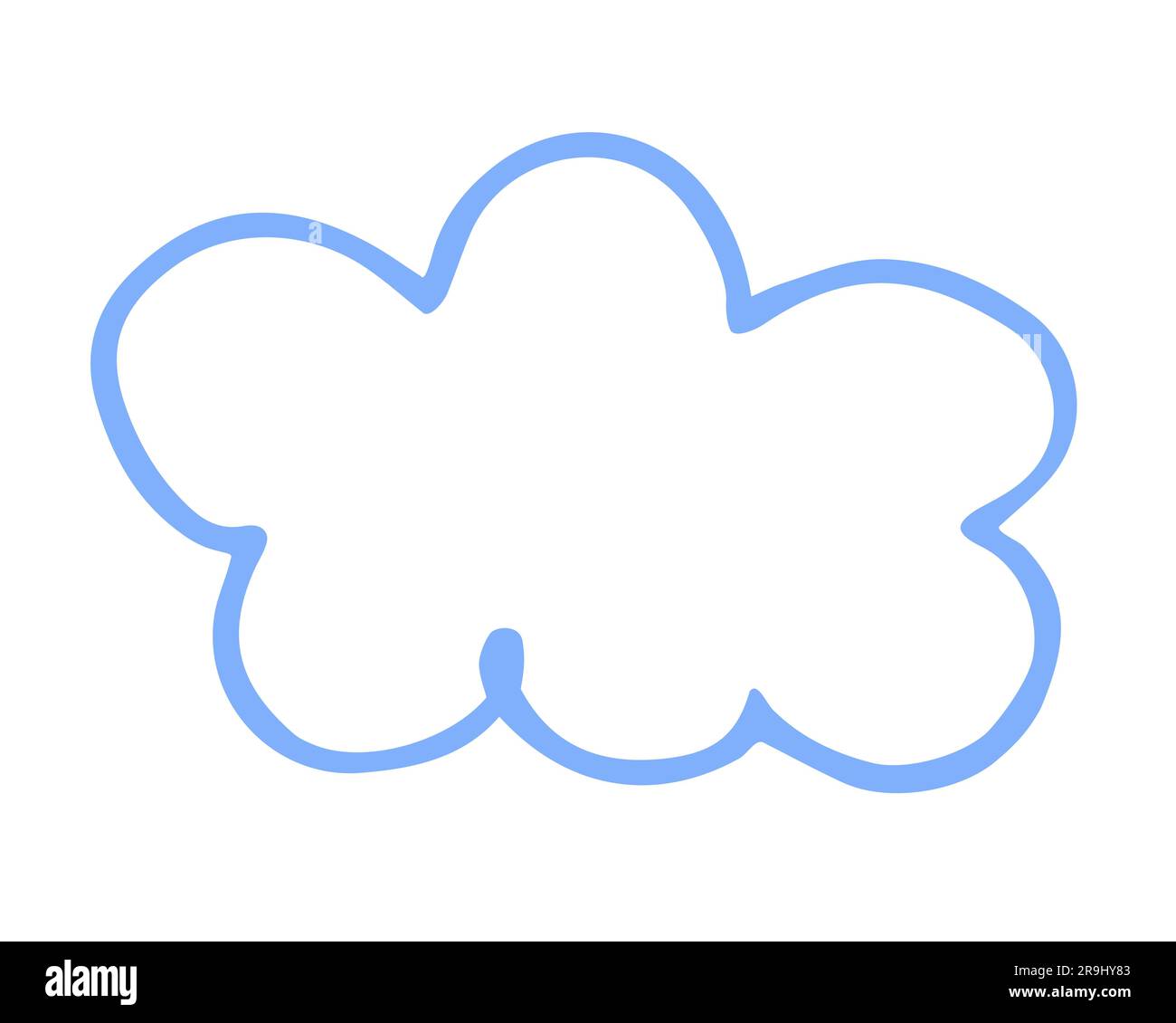 Cloud hand painted with brush. Doodle cloud icon isolated on white ...