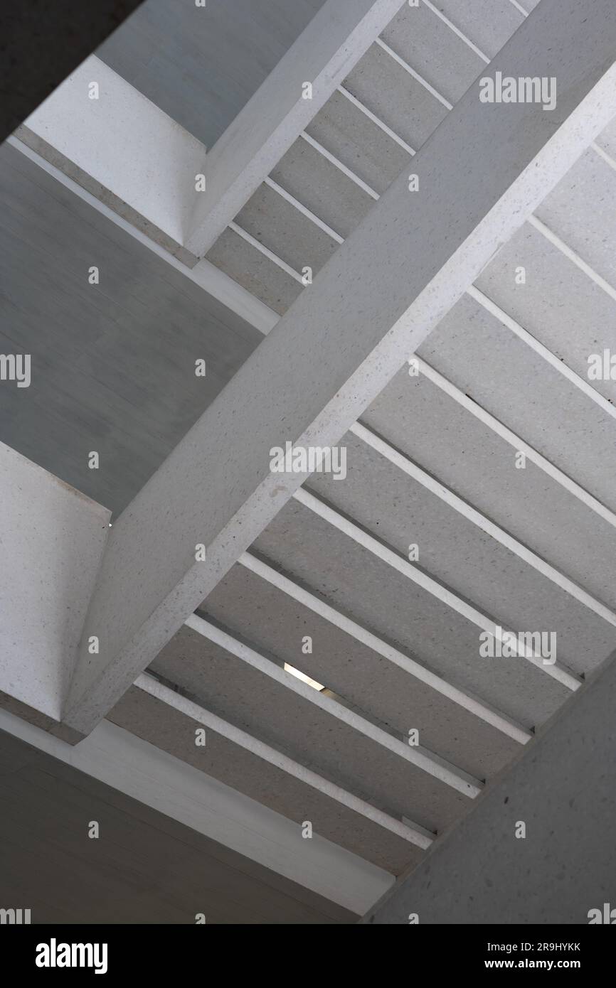 Concrete stairs in the hallway of an empty public access building ...