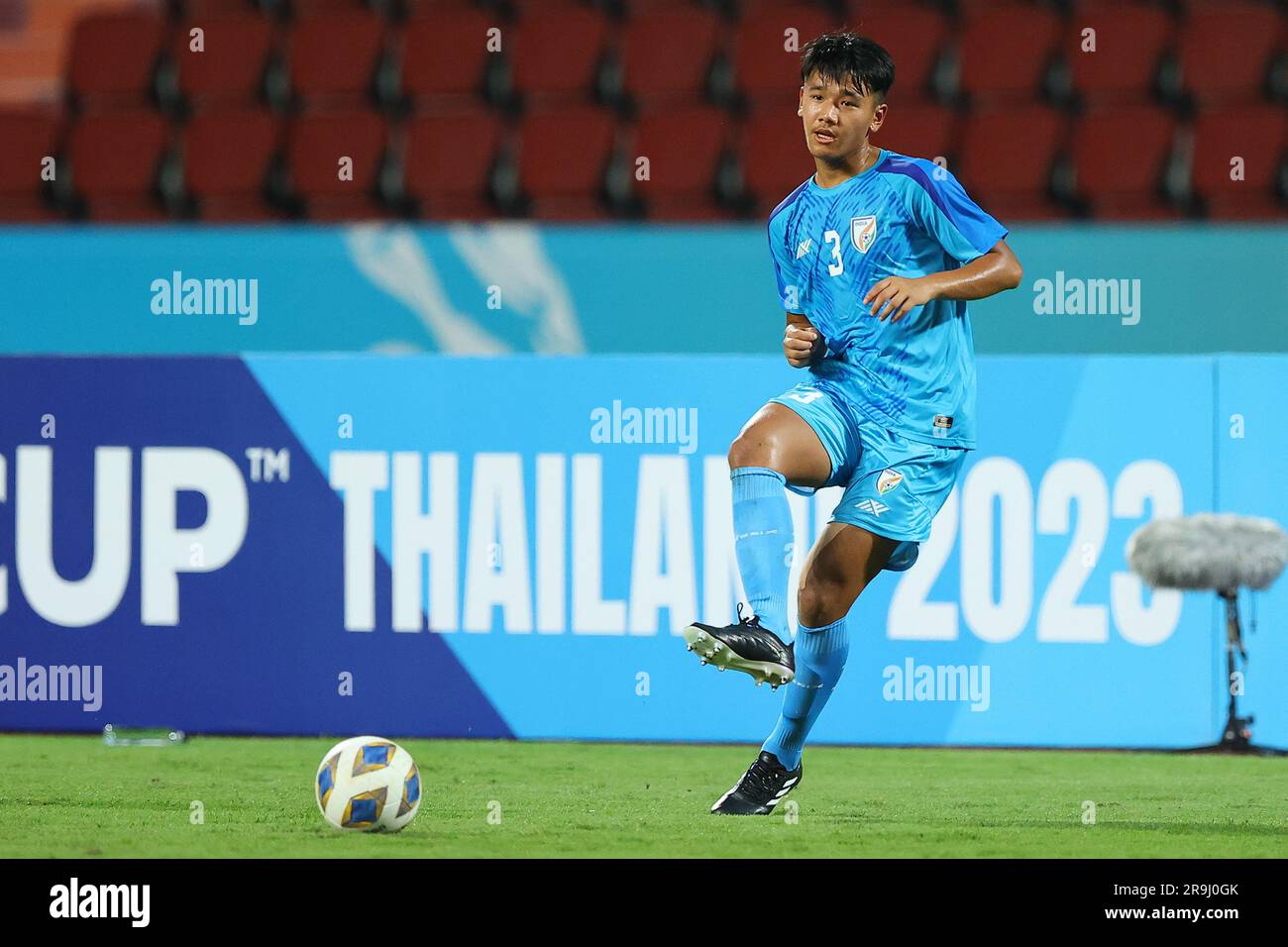 Bangkok, Thailand. 23rd June, 2023. India's Surajkumar Singh Ngangbam during the 2023 AFC U-17 ...