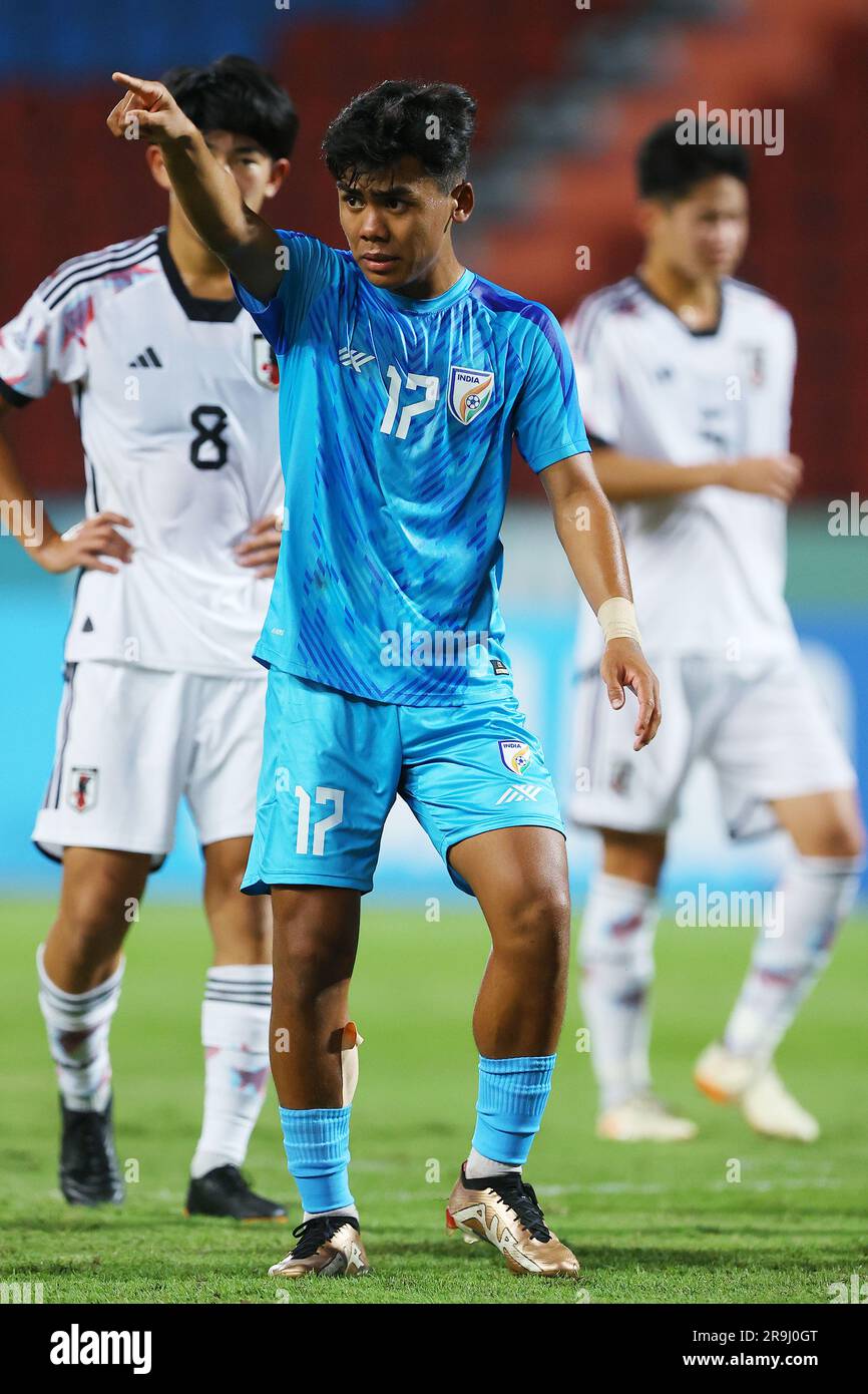 Bangkok, Thailand. 23rd June, 2023. India's Danny Meitei Laishram during the 2023 AFC U-17 Asian ...