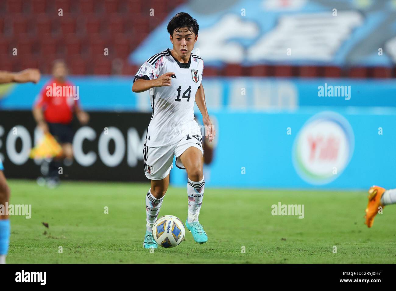 Bangkok, Thailand. 23rd June, 2023. Japan's Gaku Nawata during the 2023 AFC U-17 Asian Cup Group ...