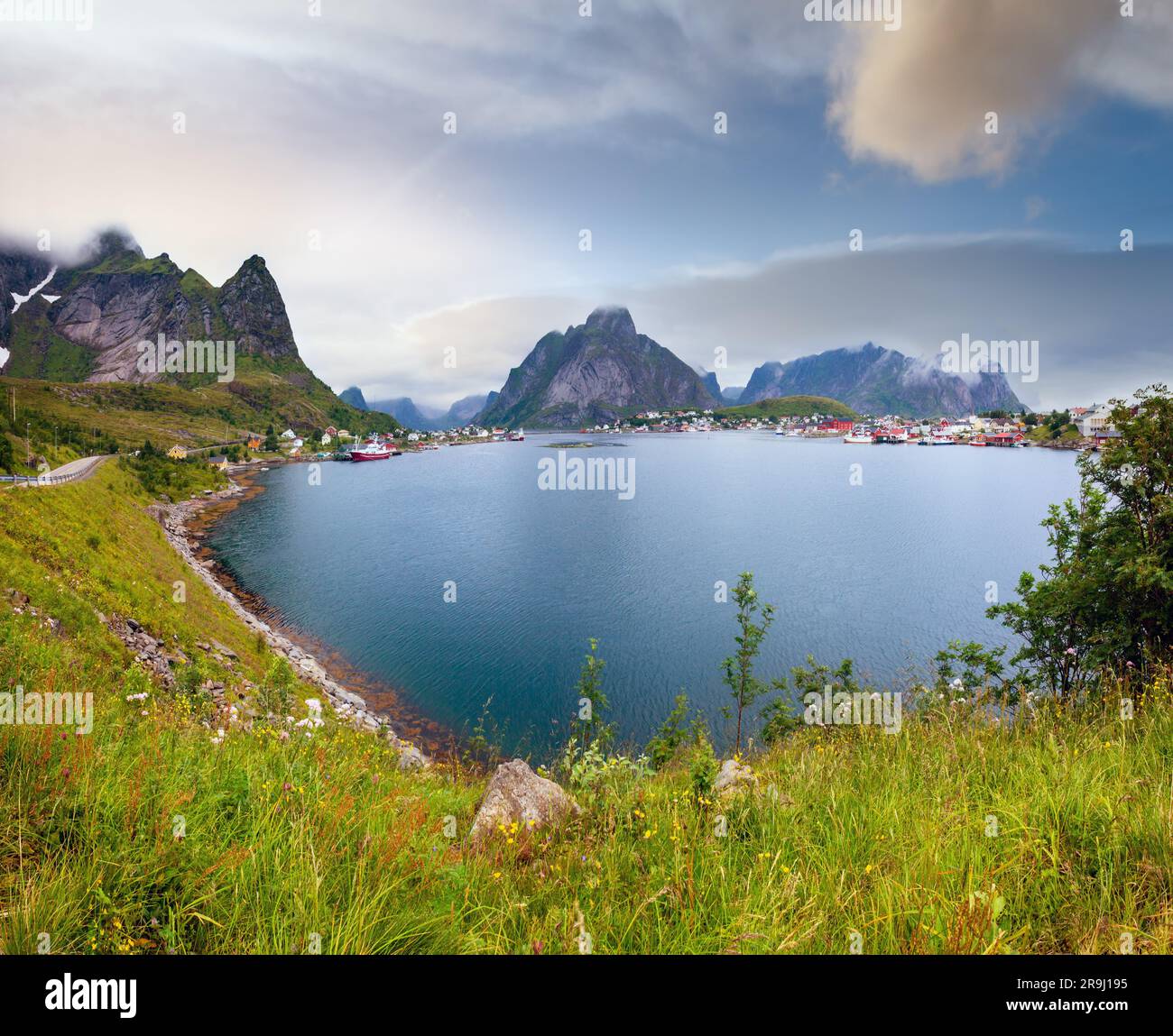 Norway beautiful view of reine at sunrise hi-res stock photography and ...