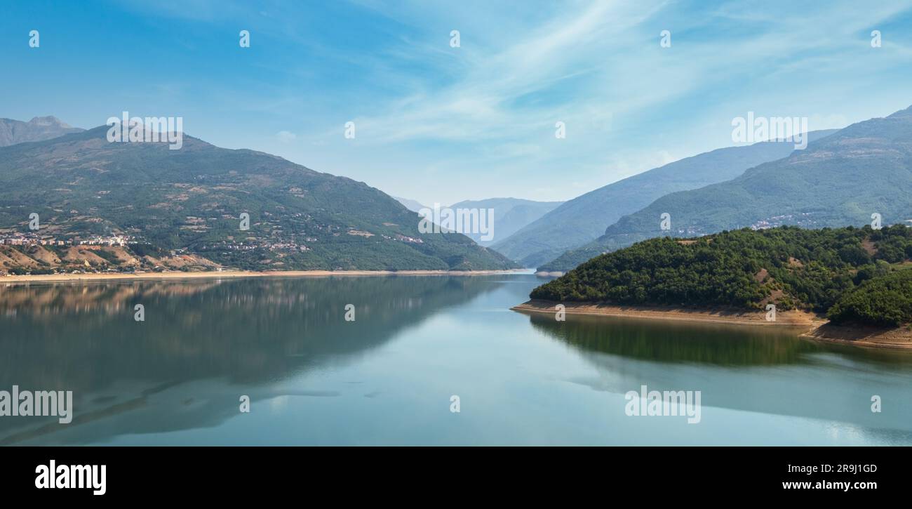 Debar lake summer countryside landscape with mountains background ...