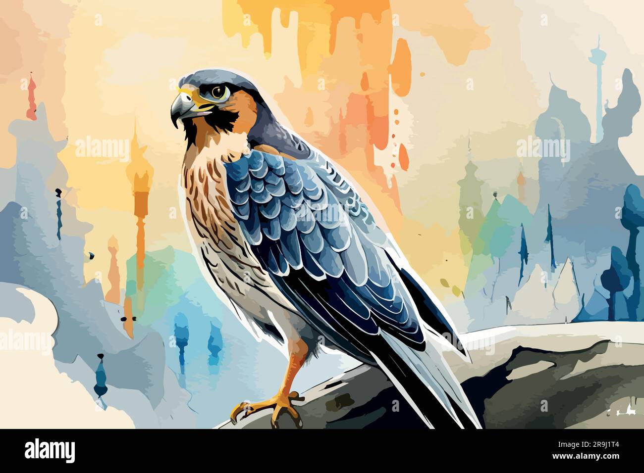 Falcon watercolor art and illustration Stock Vector Image & Art - Alamy