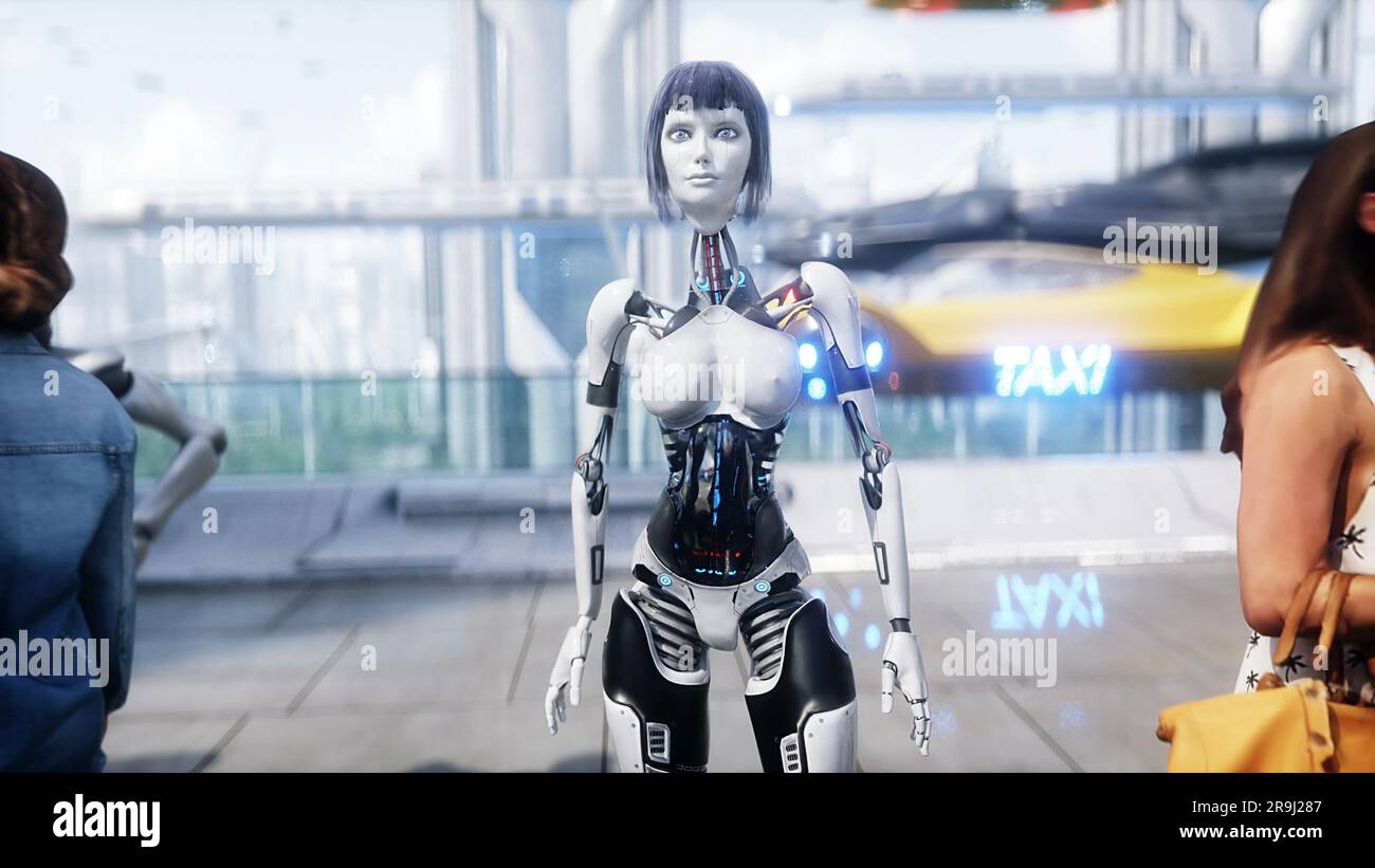 Futuristic cityscape robots hi-res stock photography and images - Alamy