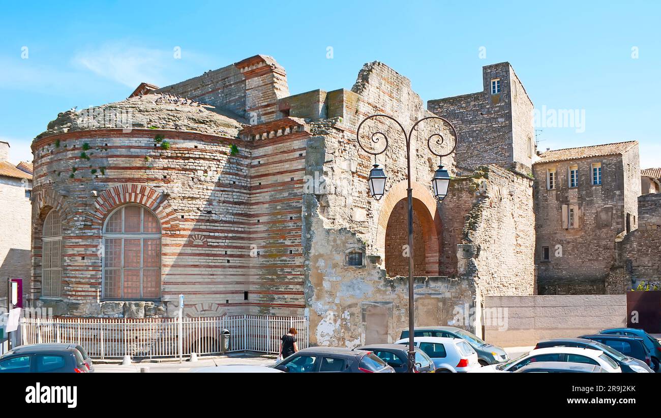 The ancient site of Thermae of Constantine ruins, located in old Arles ...