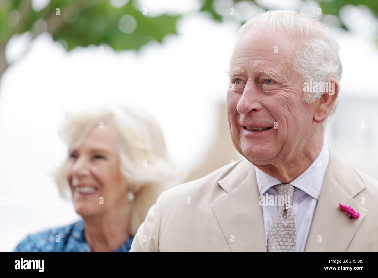 King Charles III and Queen Camilla during a visit to the Duchy of ...