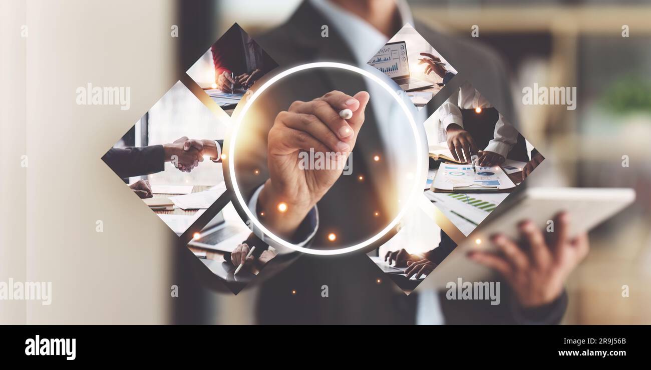 Business person process and workflow automation with flowchart ...