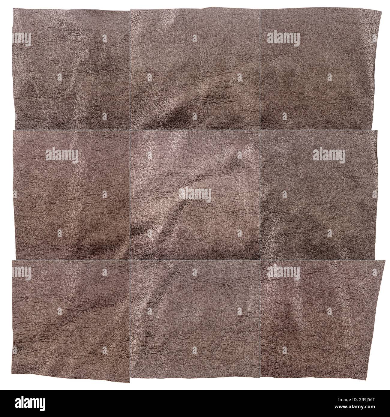 Collection of brown leather textures isolated on white background ...