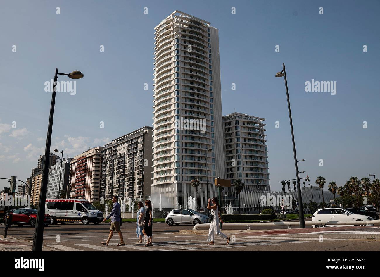 Facade of the Ikon Tower on the day of its inauguration on June 27 ...