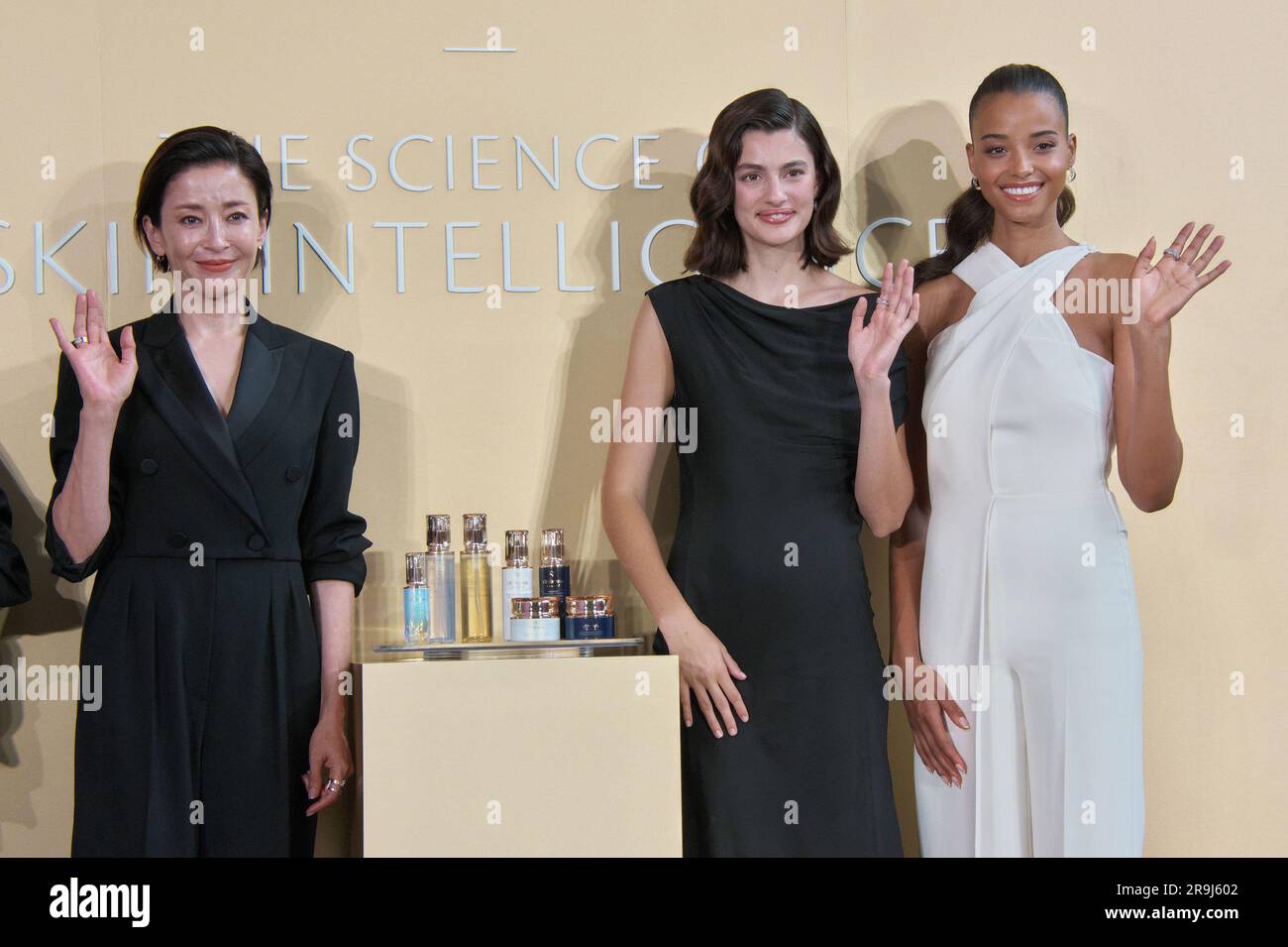 Tokyo, Japan. 27th June, 2023. (L-R)Actress Rie Miyazawa, Diana Silvers and Ella Balinska attend ...