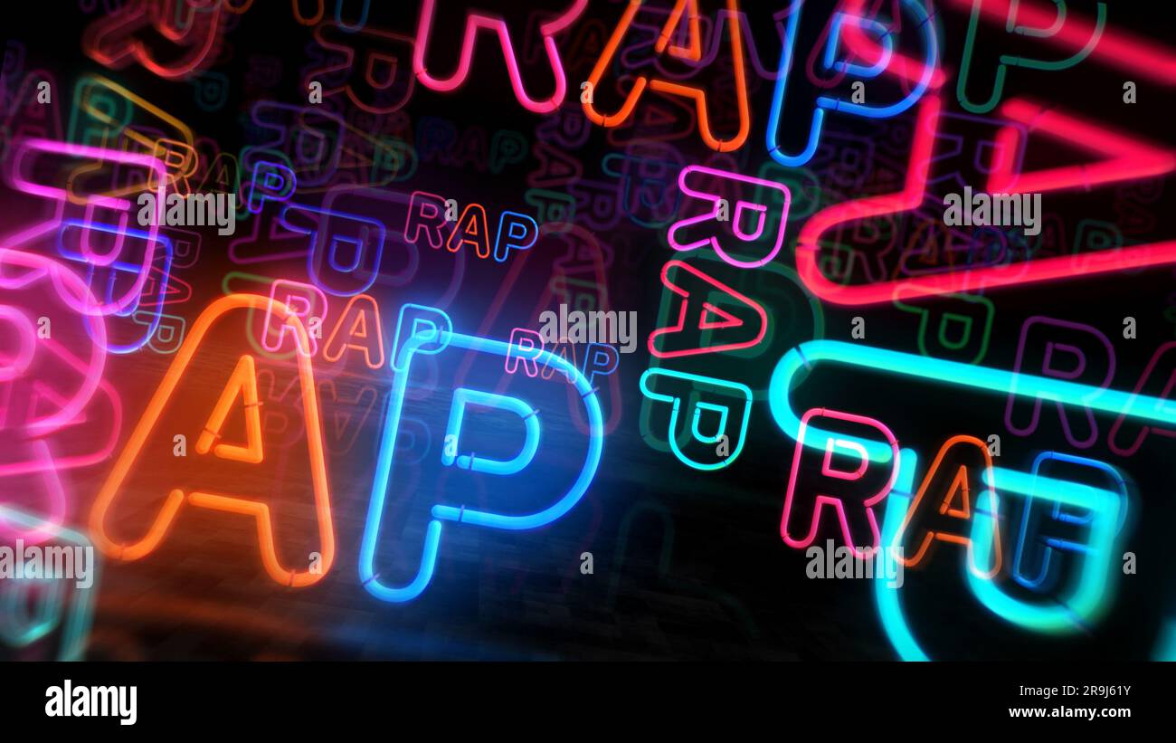 Rap music neon symbol. Rap battle and hip hop retro style light color ...