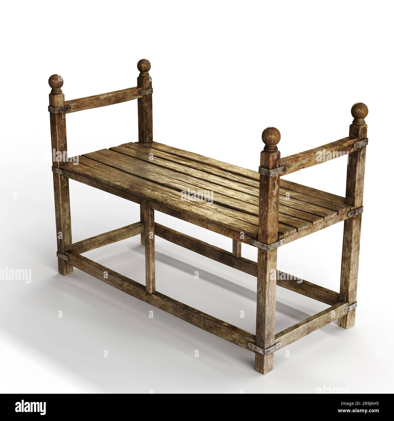 A 3D rendered scale model of a simple wooden bench Stock Photo - Alamy