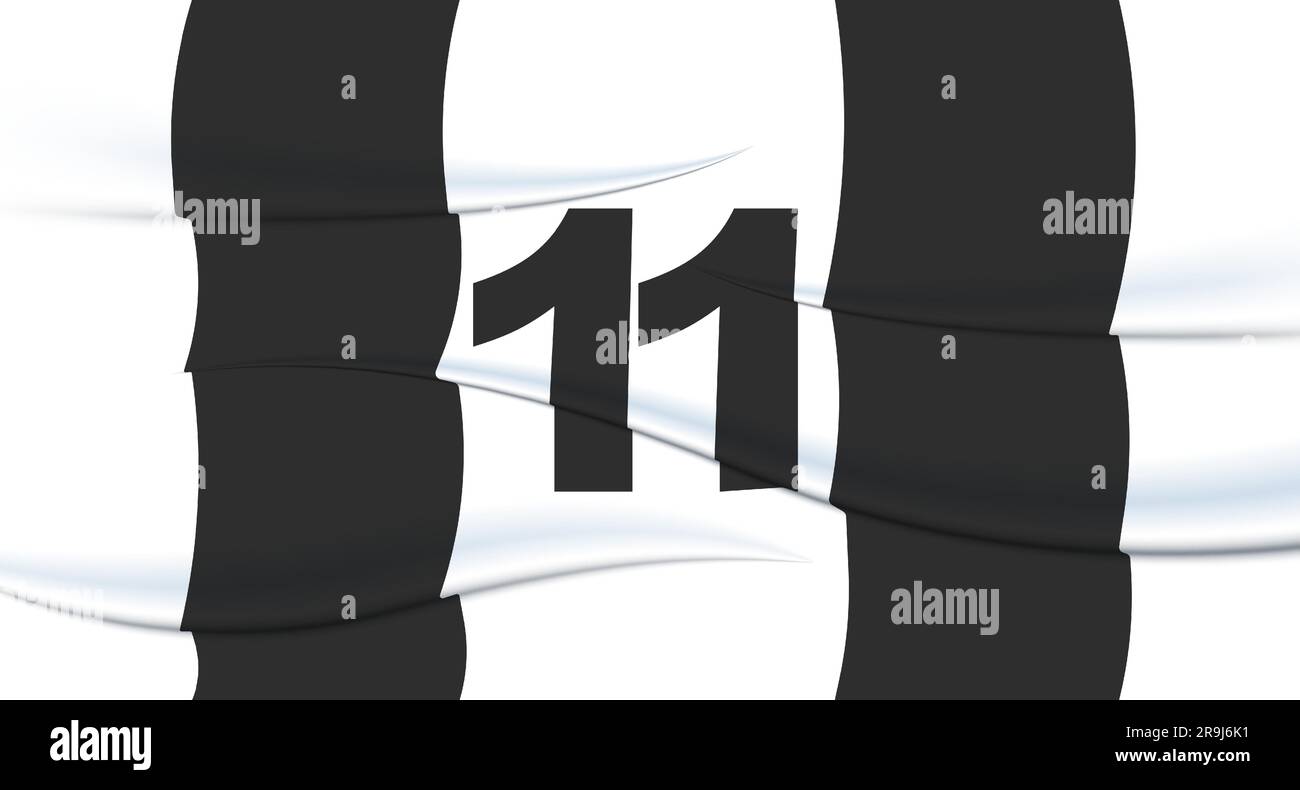White footballer's number on a football jersey. 11 Numbered print ...
