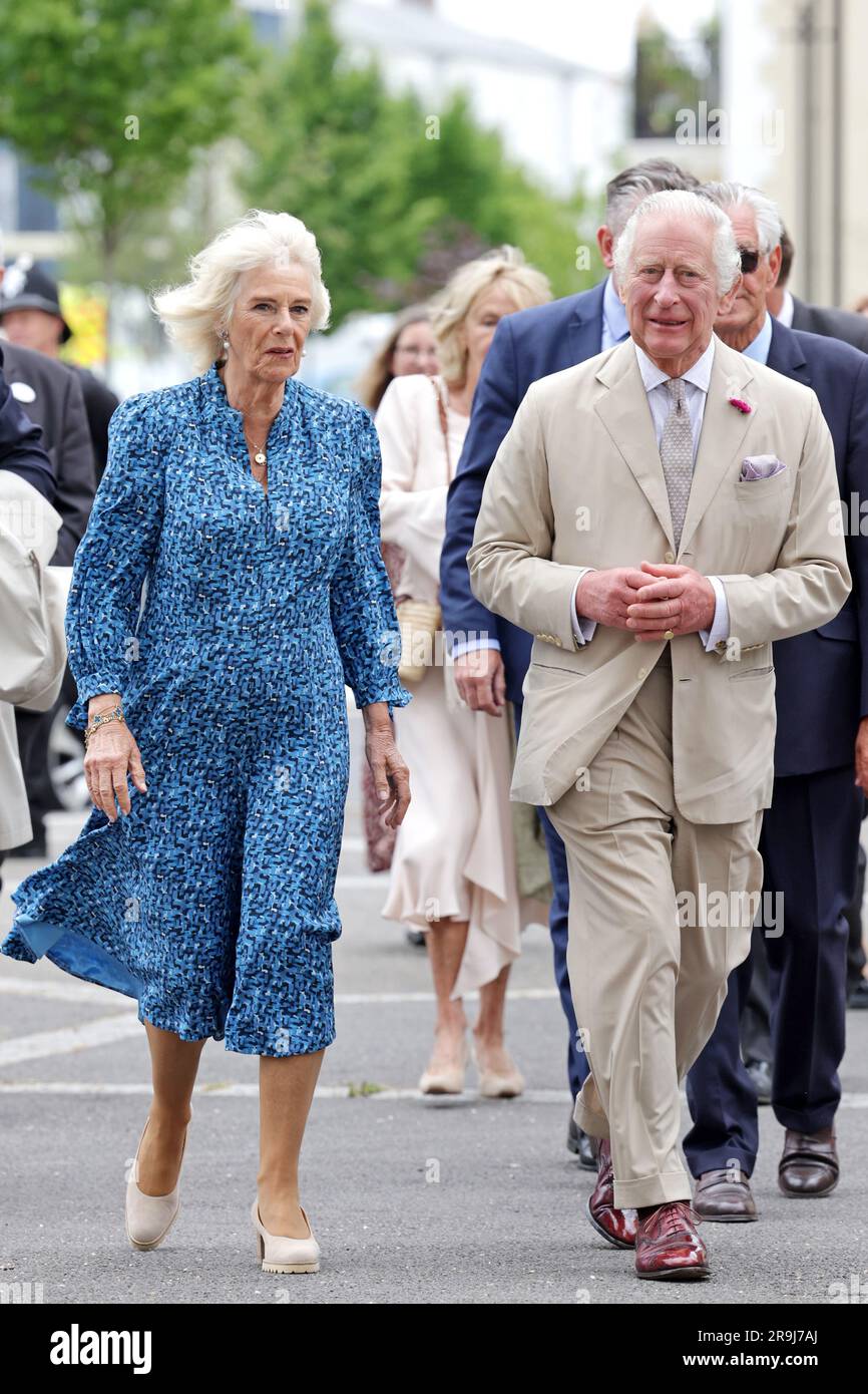 King Charles III and Queen Camilla during a visit to the Duchy of ...