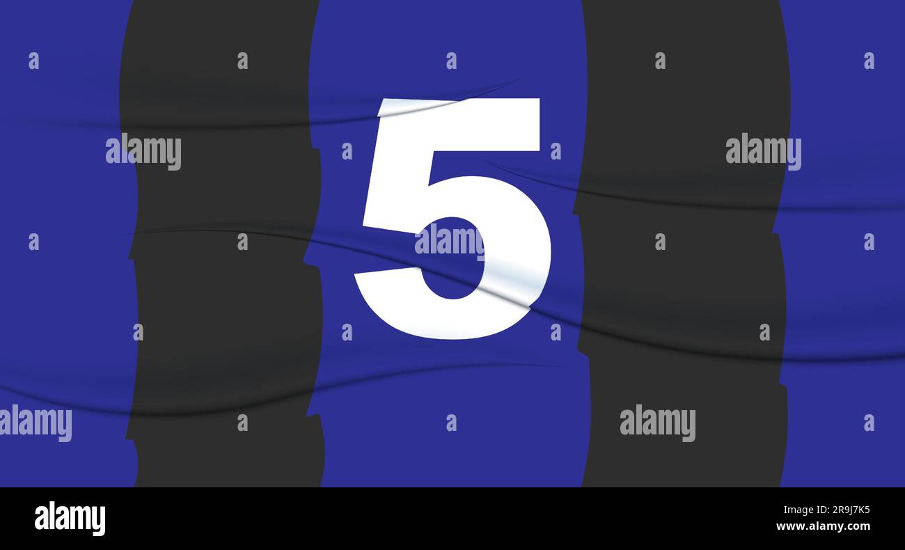 Blue footballer's number on a football jersey. 5 Numbered print. Sports ...