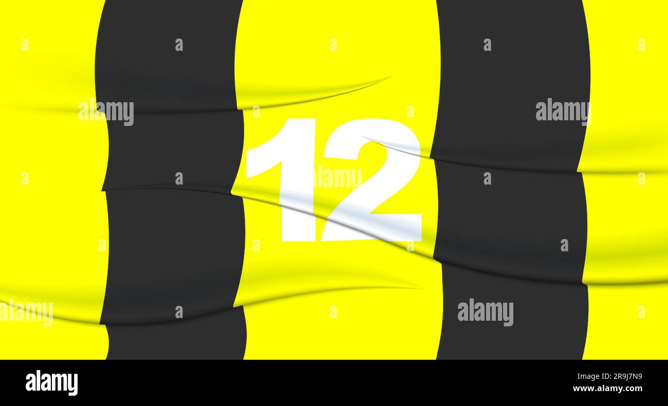 Yellow footballer's number on a football jersey. 12 Numbered print ...