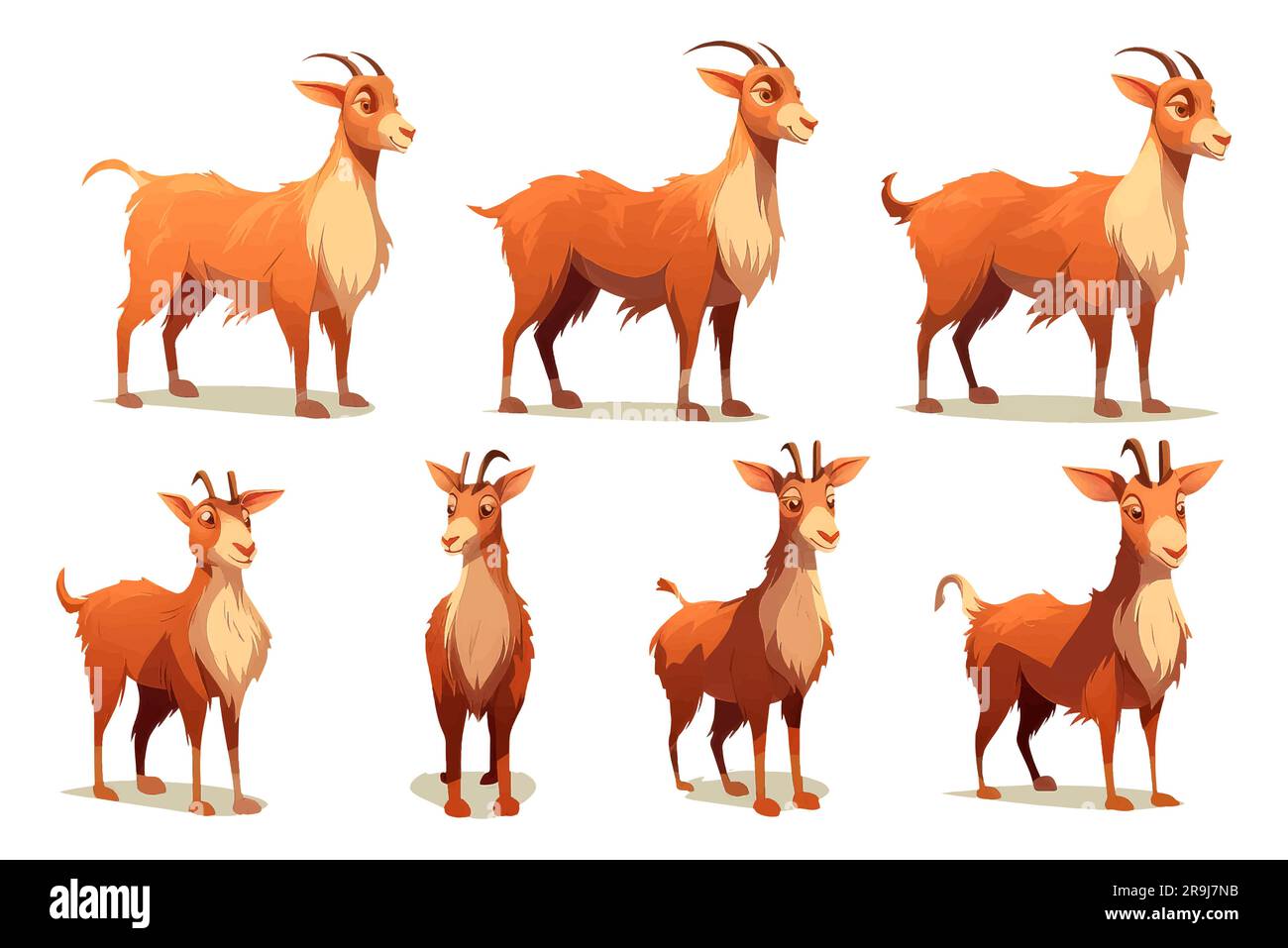 set goat in cartoon style for video game isolated on white background ...