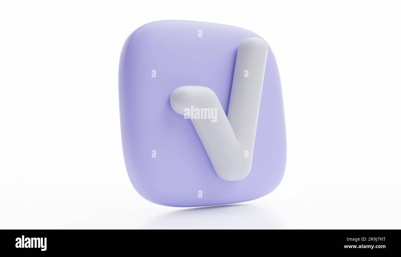 Check On Blue Square Surface Cartoon Icon isolated cutout on white ...