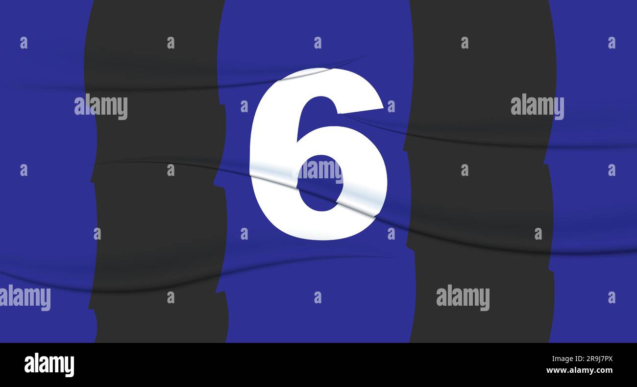 Blue footballer's number on a football jersey. 6 Numbered print. Sports ...