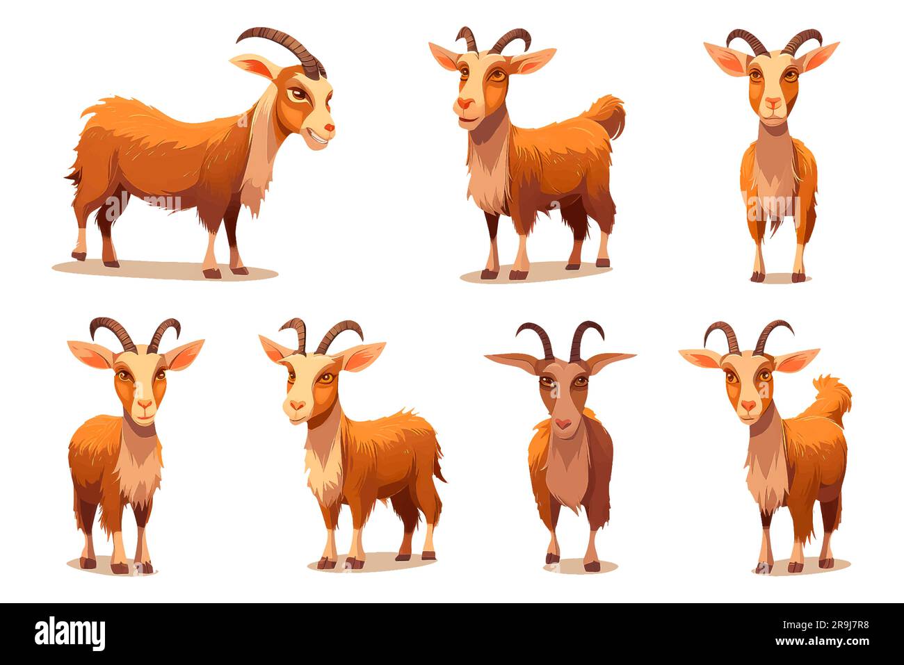 set goat in cartoon style for video game isolated on white background ...