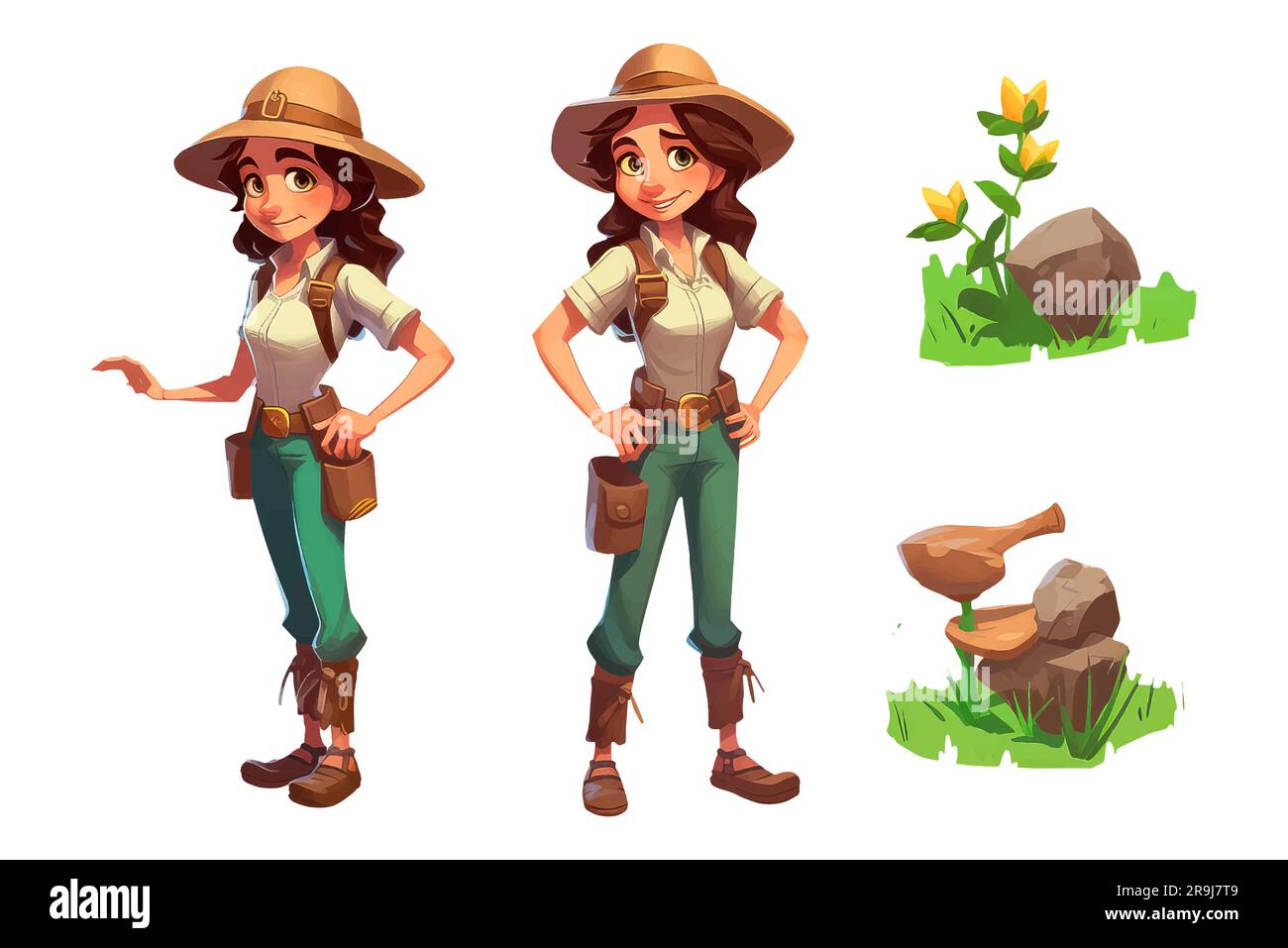 farmer in cartoon style for video game isolated on white background ...